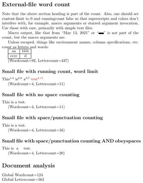 Counting Words And Characters With Or Without Whitespace With Texcount