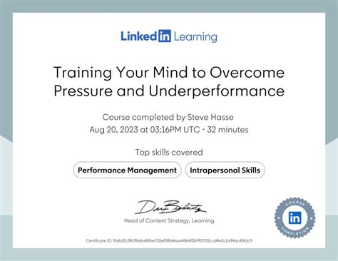 Steve Hasse On Linkedin Certificate Of Completion
