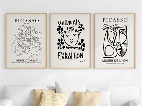 Picasso Set Of 3 Prints Picasso Printable Download Pablo Picasso Wall