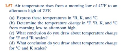 Solved 157 Air Temperature Rises From A Morning Low Of 42∘f