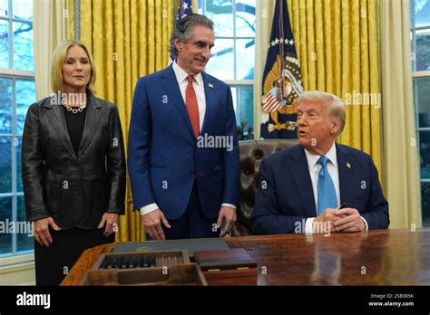 President Donald Trump Talks With Interior Secretary Doug Burgum And