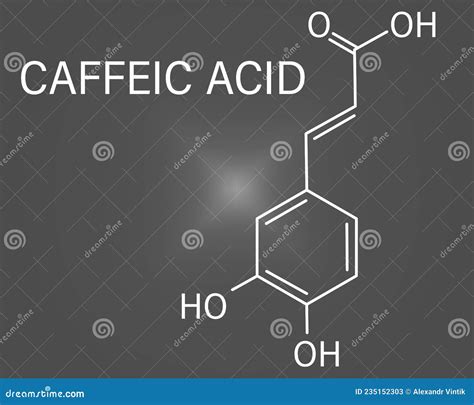 Caffeic Acid Molecule Skeletal Formula Intermediate In The Biosynthesis Of Lignin Stock Vector