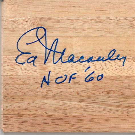 Ed Macauley Signed Autograph Parquet Floorboard Hall Of Fame
