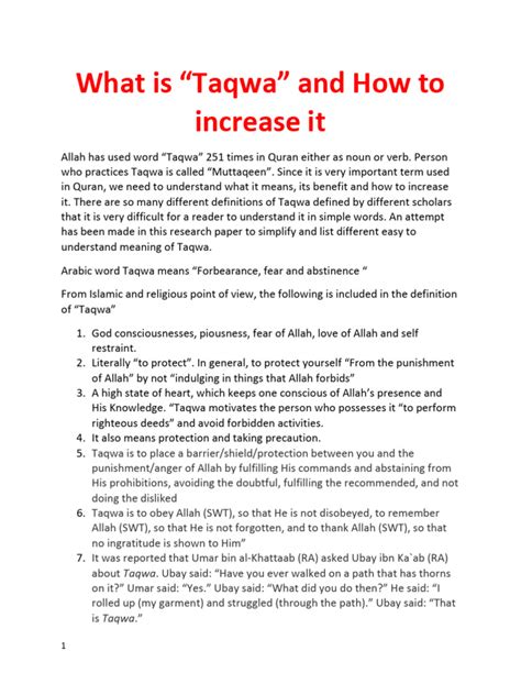 What Is Taqwa For Beginners Pdf God In Islam Religious Belief And
