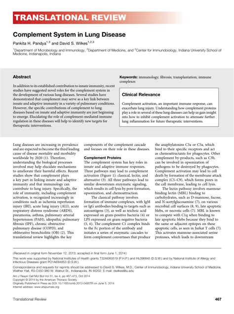 Pdf Complement Factors C3a C4a And C5a In Chronic Obstructive