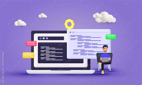 3d Vector Realistic Website Programming Coding Web Development