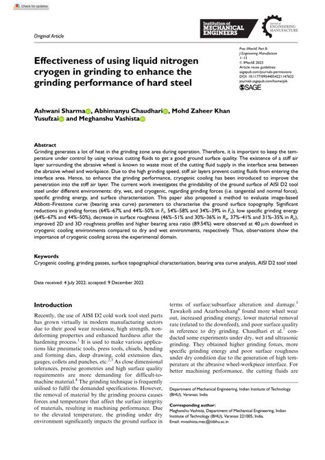 Pdf Effectiveness Of Using Liquid Nitrogen Cryogen In Grinding To Enhance The Grinding
