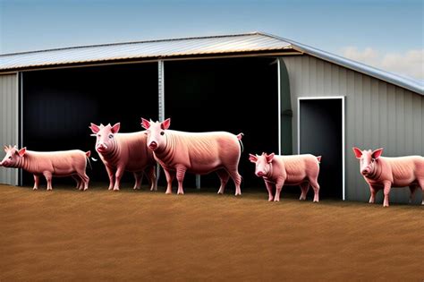 Premium Ai Image Pig Farm Industry Farming Hog Barn Pork