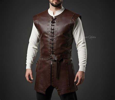 Custom Brown Leather Vest For Men Medieval Renaissance Steampunk