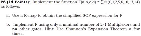 Solved P6 14 Points Implement The Function