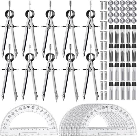 Eersida 40 Pcs Drawing Compass Student Geometry Math Set Metal Compass