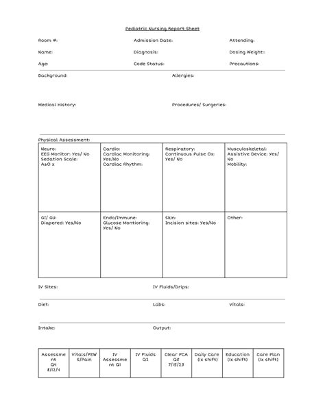 Pediatric Nursing Report Sheet Artofit