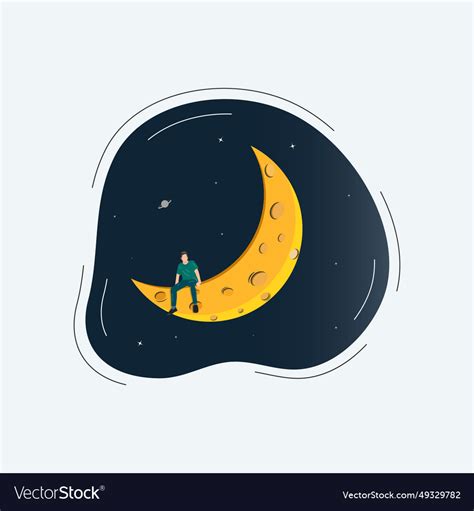 Man Sitting On The Moon Design Royalty Free Vector Image
