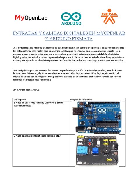 Entradas Y Salidas Digitales En Myopenlab Y Arduino Firmata Pdf