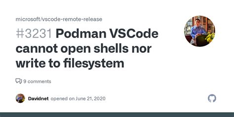 podman vscode cannot open shells nor write to filesystem · issue 3231