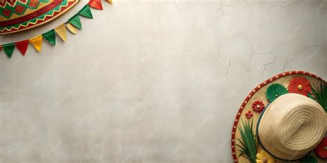 Premium Photo Festive Mexican Background With Traditional Sombreros Flags Poncho Chili Pepper