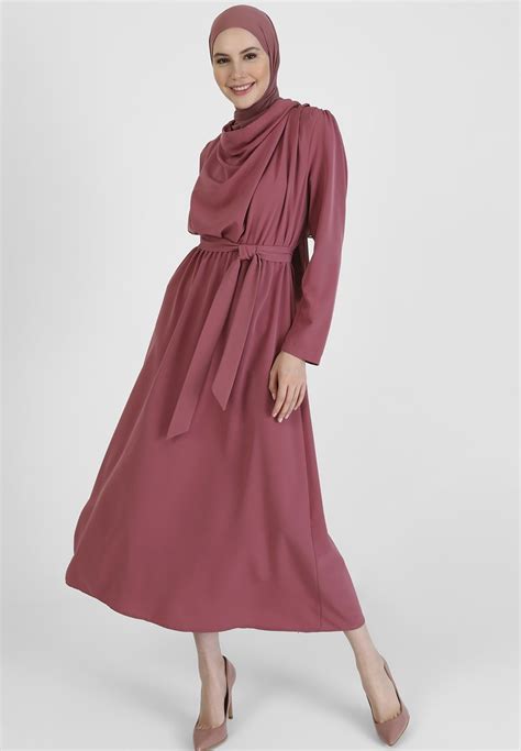 Modanisa Modest Refka Freizeitkleid Mottled Pink Rot Zalando De