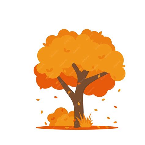 Premium Vector Colorful Autumn Trees Cartoon Yellow Orange Fall Tree
