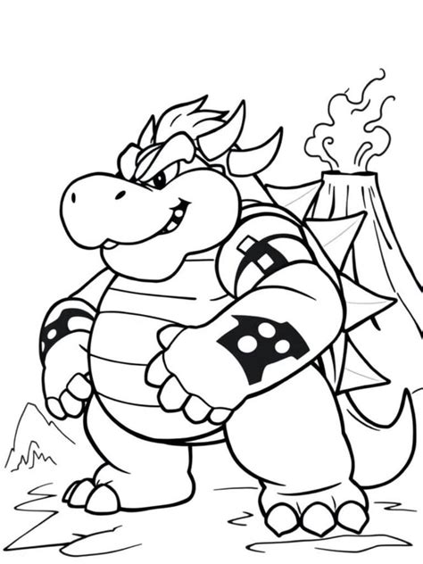 Free Bowser Koopa King Roaring Coloring Page Pdf
