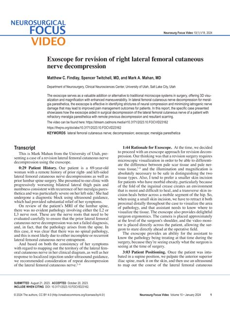Pdf Exoscope For Revision Of Right Lateral Femoral Cutaneous Nerve Decompression