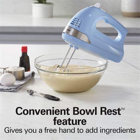 Hamilton Beach 6 Speed Hand Mixer With Snap On Case Light Blue 62677