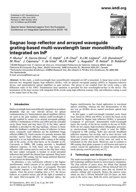 Pdf Sagnac Loop Reflector And Arrayed Waveguide Grating Based Multi Wavelength Laser