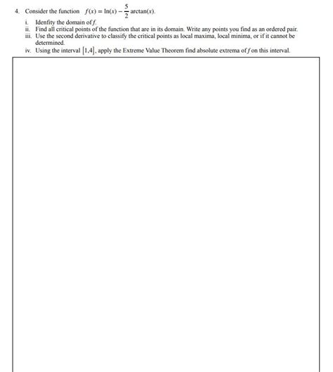 Solved Consider The Function F X Ln X 52arctan X I