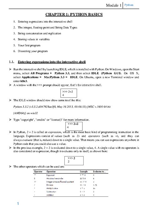 Module 1 Python Chapter 1 Python Basics And Flow Control Studocu