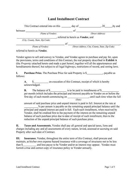 Land Installment Contract Sample Fill Out And Sign Online Dochub
