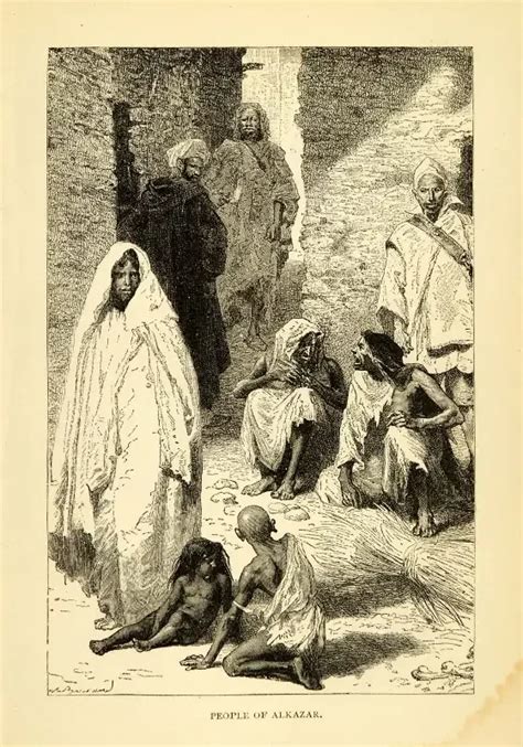 1882 Wood Engraving Art Alcazar Alkazar Morocco Nude Indigenous Native