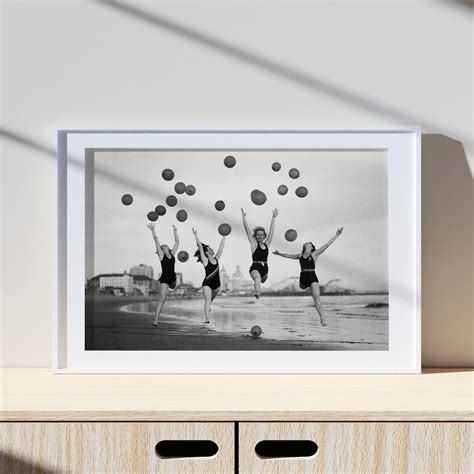 Women Dancing On Beach Vintage Beach Photography Vintage Print