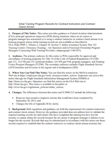 Free 5 Initial Training Contract Samples In Pdf