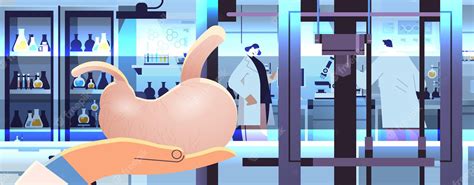 인간 이식 장기의 3d 바이오 프린터 의료 인쇄에 인쇄된 위 모델을 들고 연구원 손 프리미엄 벡터