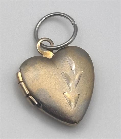 Vintage 50s Mini Heart Locket Pendant Mixed Metal Silver Tone Yellow