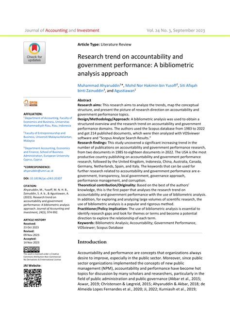 Pdf Research Trend On Accountability And Government Performance A