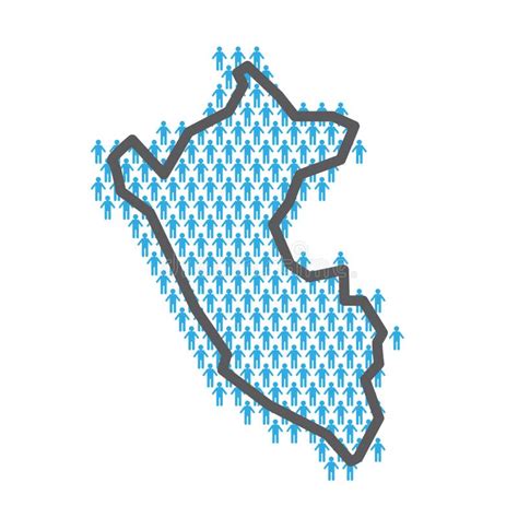 Peru Population Map Country Outline Made From People Figures Stock