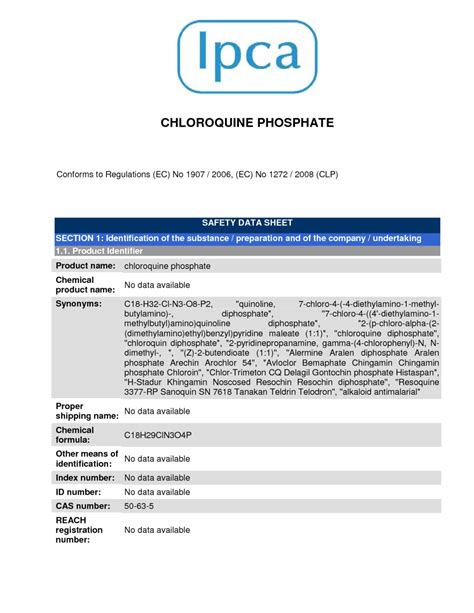 Chloroquine Phosphate Msds Download