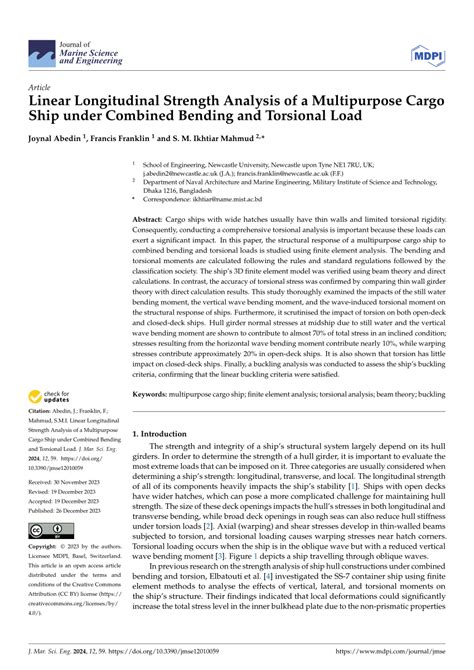 Pdf Linear Longitudinal Strength Analysis Of A Multipurpose Cargo