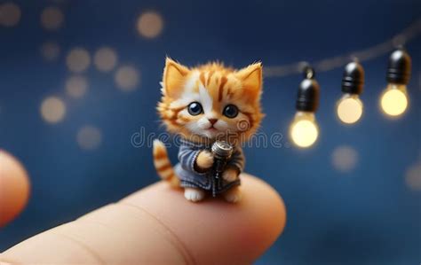 Funny Small Kitten Perfect For Meme Illustrations Kitten On Finger Stock Illustration