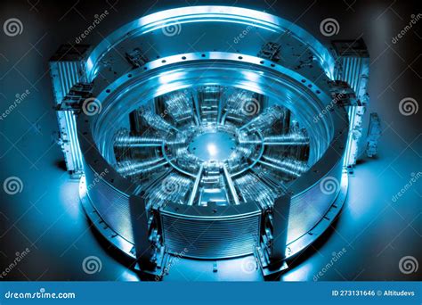 Huge Nuclear Reactor In Shape Of Ring In Blue Hue Stock Illustration