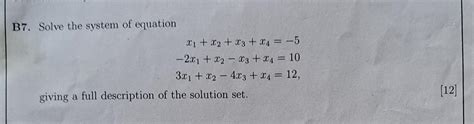 Solved B7 Solve The System Of Equation