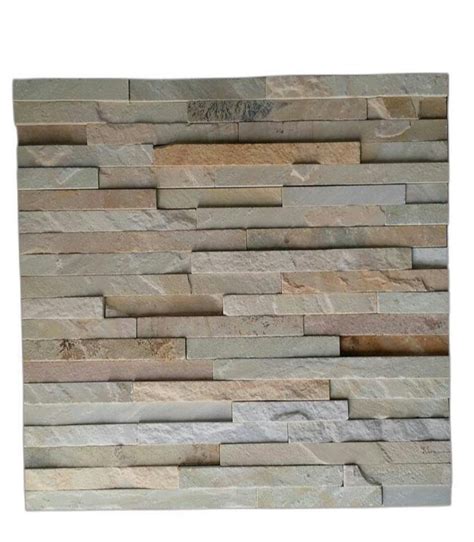 Matt Beige Base Square Sandstone Wall Cladding Tile Thickness 48