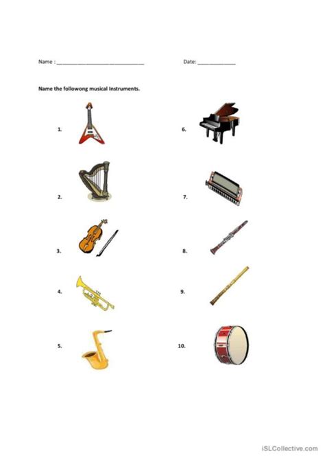 92 Instruments English Esl Worksheets Pdf And Doc