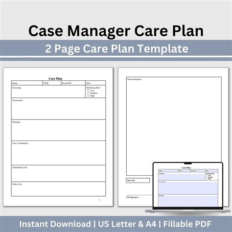 Care Plan Template Case Manager Social Worker Therapy Resource