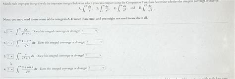 Solved Match Each Improper Integral With The Improper