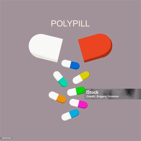 Pharmaceutical Polypill Concept With Open Medicament Capsule Lots Of