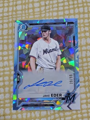 Baseball Bowman Chrome Jake Eder Aqua Sapphire Auto Refractor 2999 Rookie Ebay