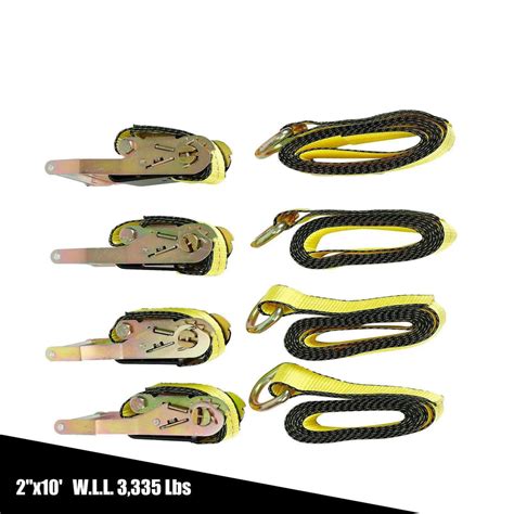 4pc 2x10 Side Mount Wheel Net Tie Down Wratchet Lasso Straps Flat Dynamic Performance Tuning