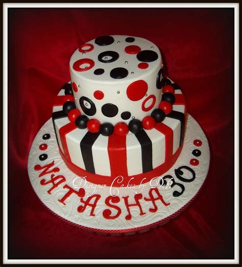 Funky Red Black And White 30th Birthday Cake By Designer Cakes By Deb