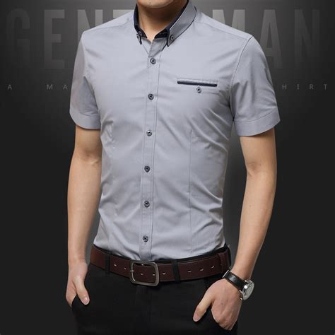 Men Slim Fit Business Shirts Casual Short Sleeve Formal Shirt 【m 5xl